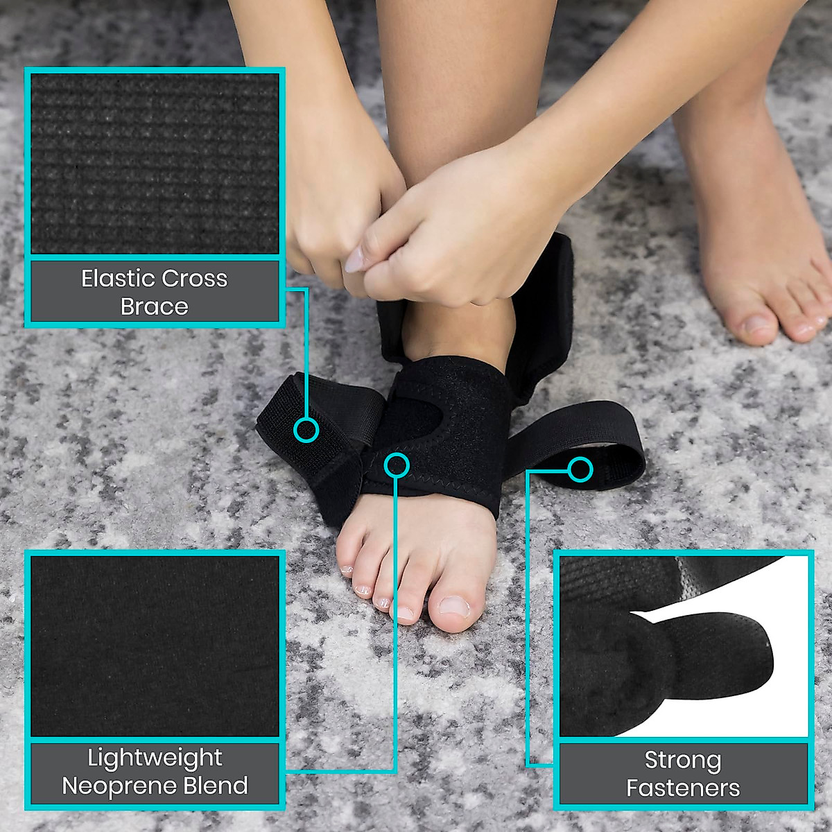 Vive Ankle Brace for Sprained Ankle - Adjustable Ankle Sleeve for Plantar Fasciitis, Tendonitis, Sprains, Swollen Feet - Lace Up Support Wrap for Running, Sports Injuries, Recovery (Fits Right & Left)