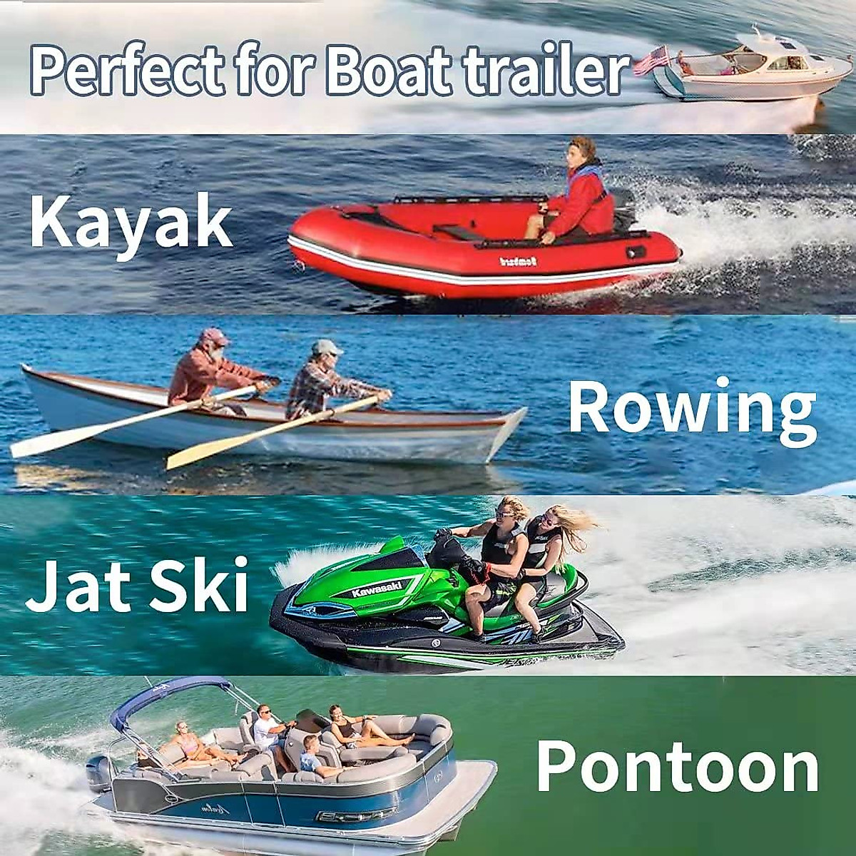 MEILI Heavy Duty Boat Trailer Transom Strap (2PK) - 2 inch x 48 inch Adjustable Marine Boat Tie Down Straps to Trailer (Shipped from USA) with Quick Release Buckle1200 LBS Capacity Securely