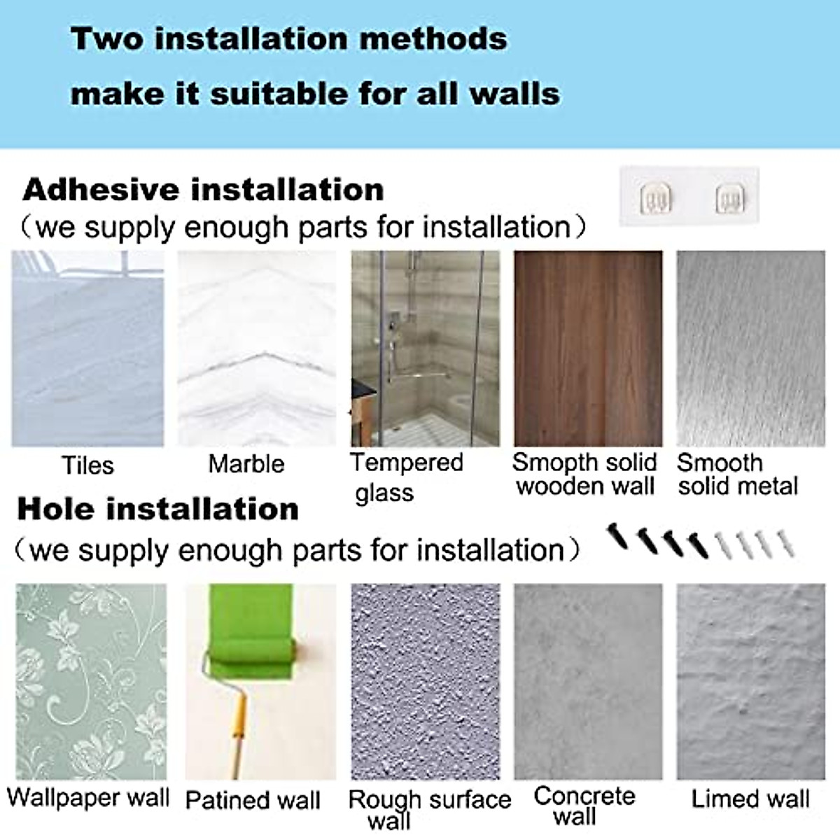 RISETEX Adhesive Shower Caddy,Bathroom Shower Organizer and Soap Dishes with Hooks,No Drilling Traceless Rustproof Bathroom Storage Wall Shower Organizer for Bathroom Toilet Kitchen RVs (Black 4)