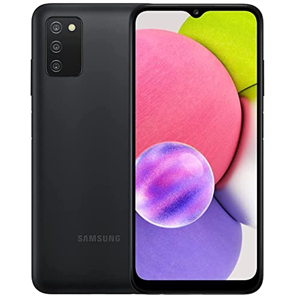 Sam sung Samsung Galaxy A03S 4G LTE (NOT 5G) (32GB+3GB) 6.5'' HD+ Triple Camera 5000mAh Battery, Dual Sim GSM Global Volte VERIZON/Boost) International Model + (Fast Car Charger Bundle) (Black)