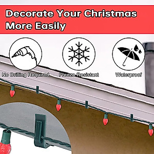 Christmas Light Hangers Clips 1 5/8 inch Fascia Board Clips Hooks Deck Light Clips Holiday Light Clip for Christmas Decoration Roof Gutter Fence in Thickness from 1" to 1 5/8" (Green, 30PCS)