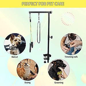 EGFKI Dog-Grooming-Arm, 35" Adjustable Pet Grooming Table Arm with Clamp, Dog Grooming Stand for Small Medium Dogs at Home, Dog Grooming Table Arm