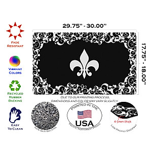 Toland Home Garden 800015 Fleur De Lis Lily Door Mat 18x30 Inch French Outdoor Doormat for Entryway Indoor Entrance