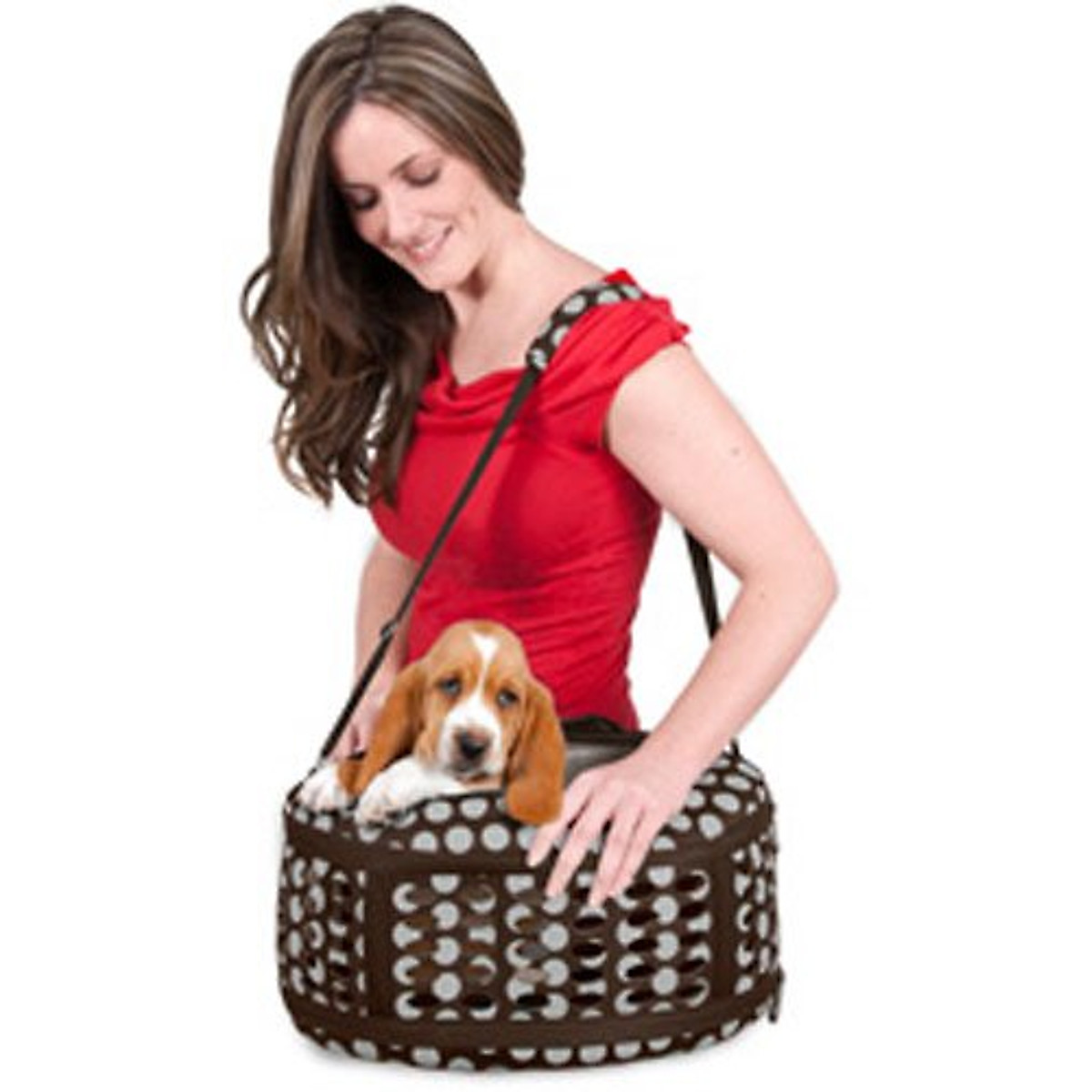 Petmate 21789 Curvations Underseat Small Pet Traveler with Dots, Brown/Gray