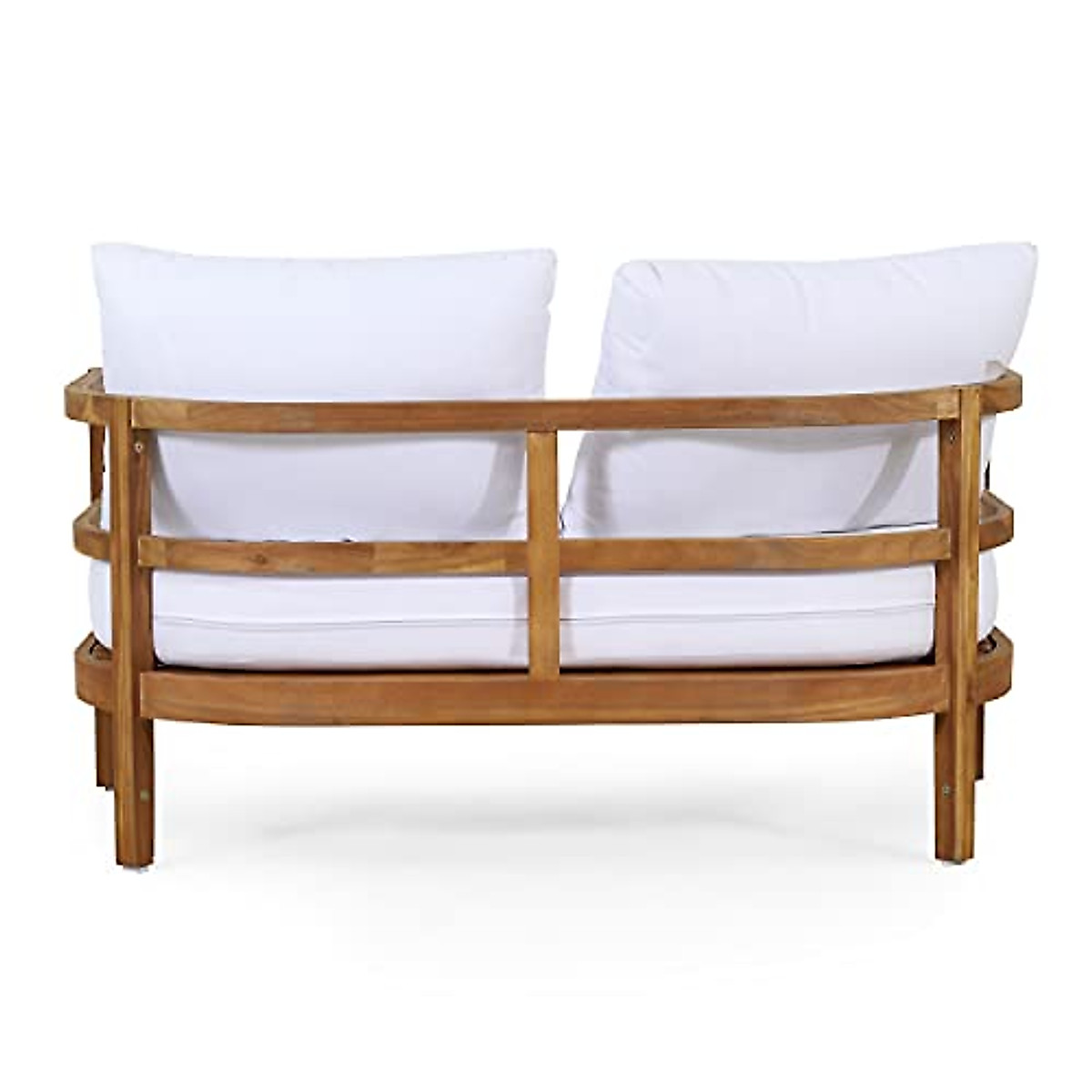 Christopher Knight Home Ellendale Loveseat and Coffee Table Set, White + Teak