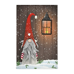 Winter Gnomes Lantern Kitchen Dish Towels Set of 4, Dwarfs Snowflake Landscape Dishcloths Absorbent Lint-Free Towel 18x28Inch Drying Clean Cloths Home Daily Use