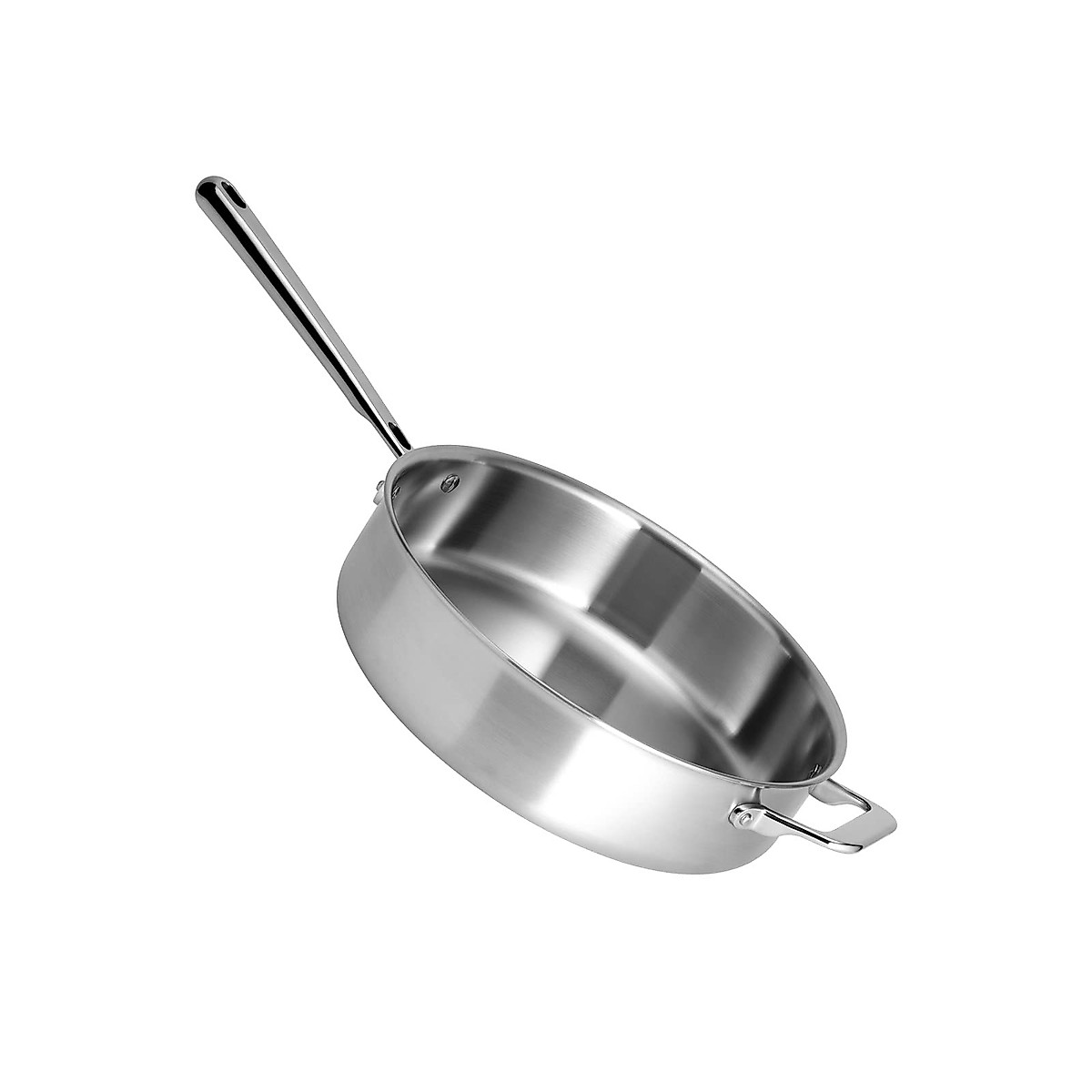 Misen 3 QT Stainless Steel Sauté Pan with Lid - Deep Frying Pan - Large 5-Ply Steel Cooking Pan