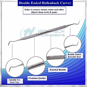 5 Pcs Oral Hygiene Kit Plaque Remover Professional Dental Picks for Teeth, Scraper, Serrated Tweezers, Mouth Mirror, Double Ended Picks for Gum Care Set Stainless Steel with Carrying Case