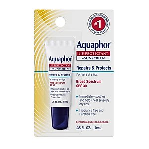 Aquaphor Lip Repair Lip Balm with Sunscreen, Lip Protectant, Lip Balm SPF 30, 0.35 Oz Tube