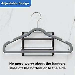 Thipoten Hanger Organizer, Adjustable Metal Hanger Stacker for Adults and Children, Holding up to 55 velvet/wire/plastic hangers, Perfect Space Saver for Closet Laundry Room (Black, 2Pack)