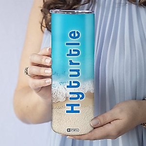 Hyturtle Personalized Picture Dog Mom Skinny Tumbler Gifts for Dog Lover Owner on Valentine's Day Birthday Mother's Day Christmas - Dog Pawprint Custom Photo 20oz Stainless Steel Skinny Tumbler