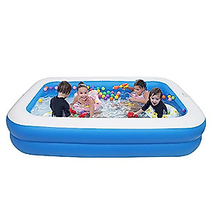 Kcelarec Inflatable Swimming Pool, Family Full-Sized Inflatable Pools Family Lounge Pool for Kids & Adults, Blow Up Pool for Outdoor, Garden, Backyard (102" x 70" x 22", Blue)