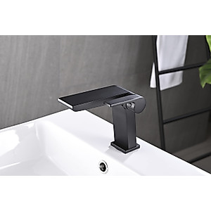 Bathroom Sink Faucet fit Single Handle Single Hole for Bathroom,Lavatory,Vanity Brass Matte Black Include 2 US Standard 3/8" Hoses