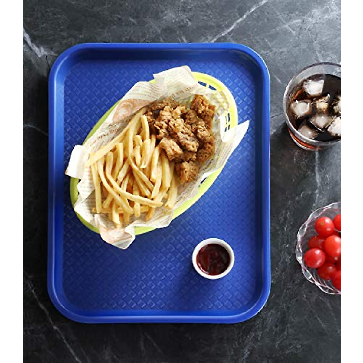 New Star Foodservice 24364 Blue Plastic Fast Food Tray, 10 by 14 Inch, Set of 12