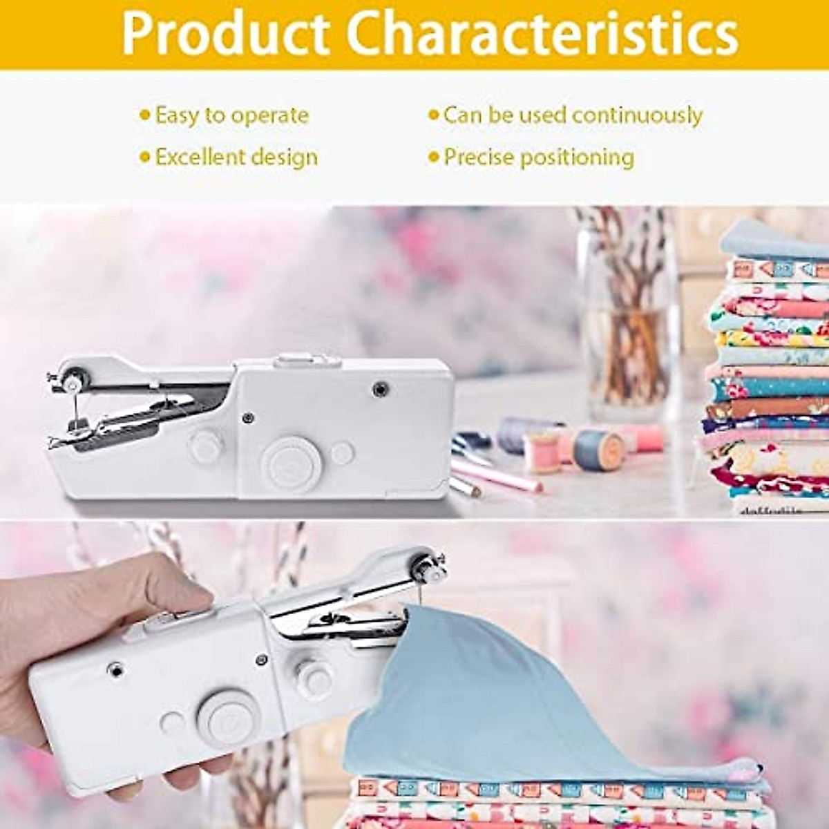 Black Handheld Sewing Machine, Mini Portable Electric Sewing Machine for Adult, Easy to Use and Fast Stitch Suitable for Clothes,Fabrics, DIY Home Travel