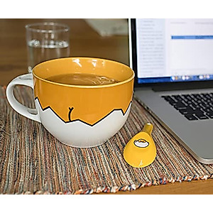 Silver Buffalo Gudetama Dangerous Situations Boxed Ceramic Soup Mug w/Spoon, 24-Ounce
