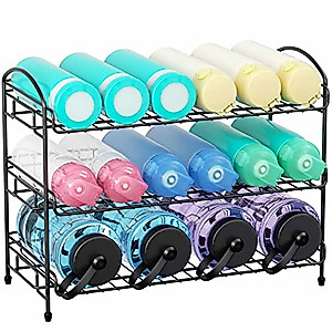 Zarler Water Bottle Organizer Rack, 3-Tier Water Bottle Storage Holder No Tools Assembly, Stackable Water Bottle Organizers Shelf for Cabinet Kitchen Pantry Countertop