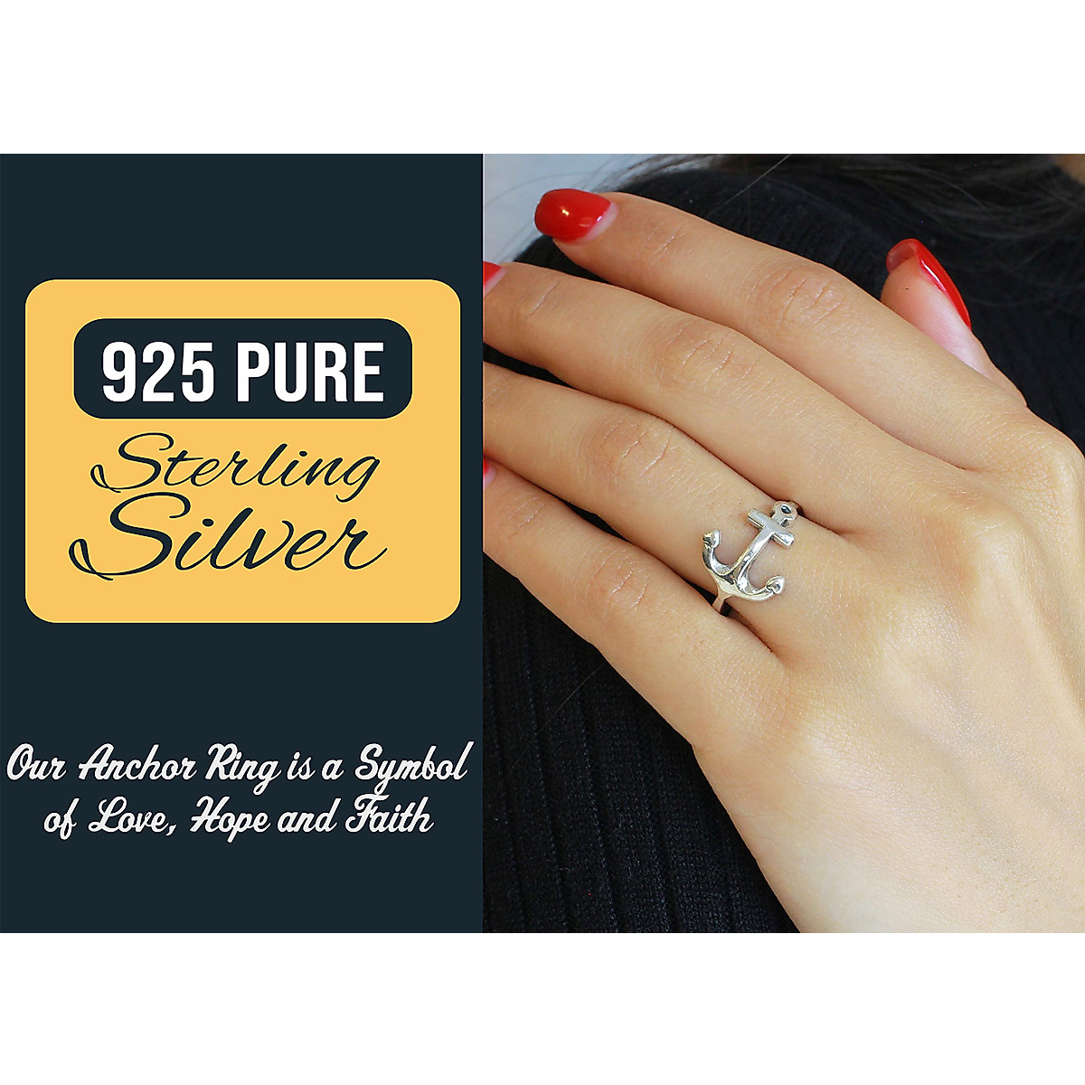 CloseoutWarehouse 925 Sterling Silver Anchor Ring Size 9