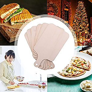 Roundsky 6 PCS Mini Wooden Cutting Board with Handle Unfinished Wood Paddle Chopping Board Cutouts Blank Small Chopping Board for DIY Kitchen Cooking Vegetables Decor