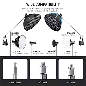 NEEWER C Stand with Boom Arm Pro 100% Stainless Steel, Air Cushion Heavy Duty Photography Light Stand Max Height 10.8ft/330cm, 4.2ft/128cm Holding Arm, 2 Grip Head for Monolight Softbox Reflector