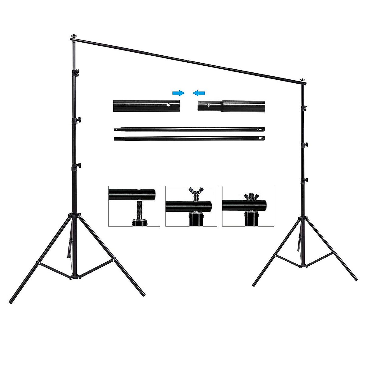 HYJ-INC Photo Background Support System with 8.5 x 10ft Backdrop Stand Kit, 6 x 9.5ft 100% Pure Muslin Chromakey Green Screen Backdrop,Clamp, Carry Bag for Photography Video Studio
