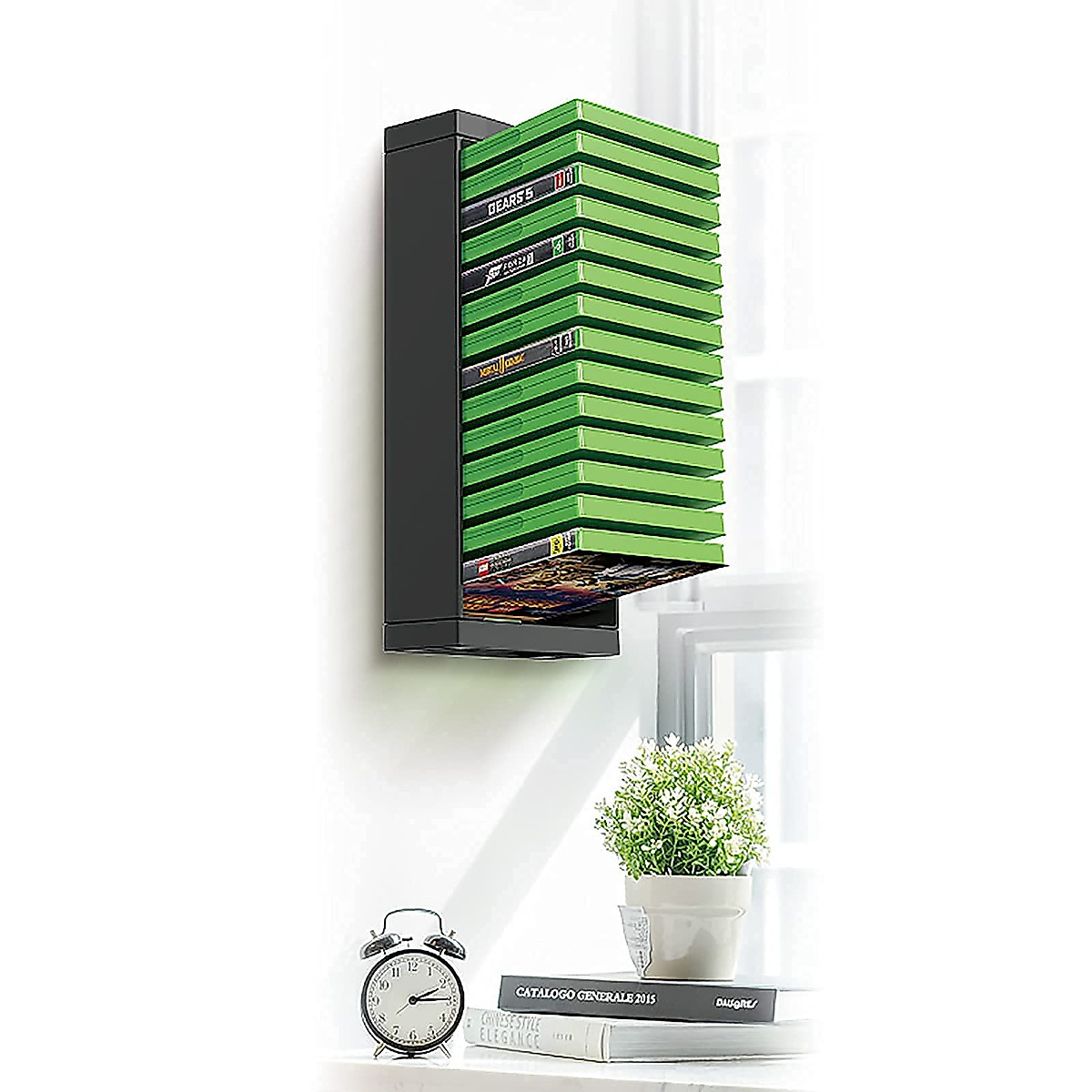 ECHZOVE Xbox Game Case Storage Wall Mount, Xbox One Game Holder Wall Mount Compatible with Xbox Series X/S Games PS5 PS4 Games (Up to 14 Game Boxes)