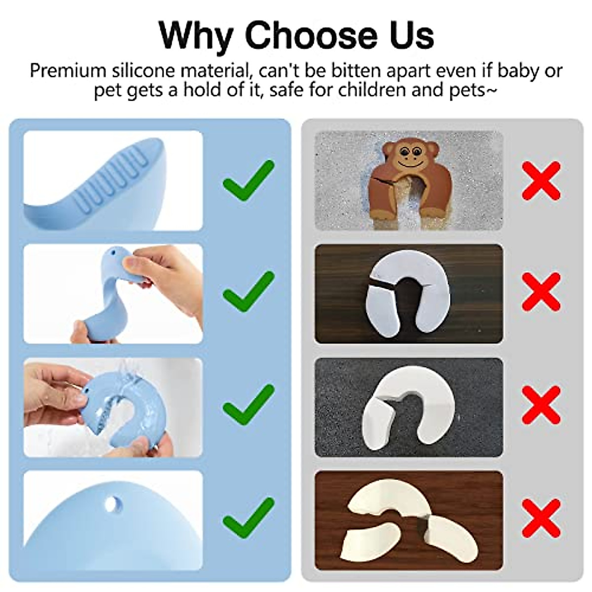 Roeoi Silicone Finger Pinch Guard (4 Pack). Baby Proof Door Pinch Guard and Door Slam Stopper.(Blue)