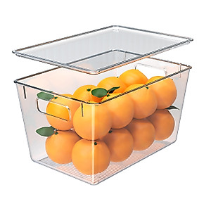 YAN & HIN 12pcs/ Set Clear Large Storage Bins with Lids, Versatile Pantry Storage Solution - Transparent, Stackable, and Durable for Organized Home and Office (11 "L x 7.5" W x 6 "H)