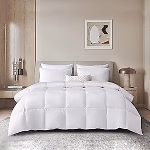 Beautyrest Tencel/Cotton Blend White Down Fiber Comforter- Medium Weight for All Season – King Size