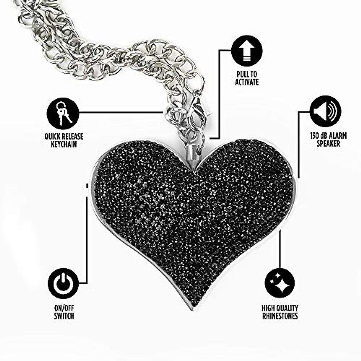 Guard Dog Security Heartbeat Keychain Alarm for Women, 130dB Siren, Personal Defense Alarm (Black)