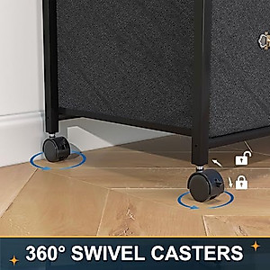 VECELO Lateral File Cabinet with 3 Shelf, 2 Drawer File-Cabinet on Brakeable Wheels, Large Printer Stand with Open Storage Shelf fits Letter Size for Home Office, Black