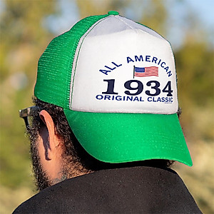 ThisWear 90th Birthday Gifts for All American 1934 Original Classic Turning 90 Birthday Party Trucker Hat Green