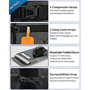 Hynes Eagle Rolling Backpack 42L Backpack with Wheels Airline Approved Carry on Luggage Laptop Travel Backpack for Women Men Grey-2023