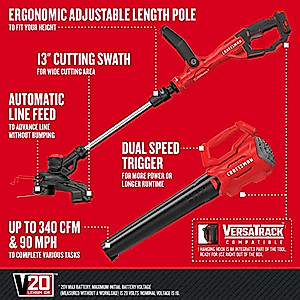 CRAFTSMAN 20V MAX WEEDWACKER String Trimmer and Leaf Blower Combo Kit, Battery and Charger Included (CMCK197M1 )