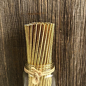 Gold Foil Paper Straws - Wedding Supply - Solid Color Drinking Straws - 7.75 Inches - 50 Pack Outside the Box Papers Brand
