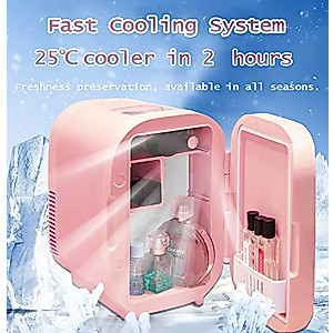 VNIMTI Mini Skincare Fridge 8 Liter, Portable Small Compact Refrigerator Mirror Makeup Fridge with AC/DC Power, Perfect for Bedroom, Office, Car, Outdoor (Mirror - Pink)