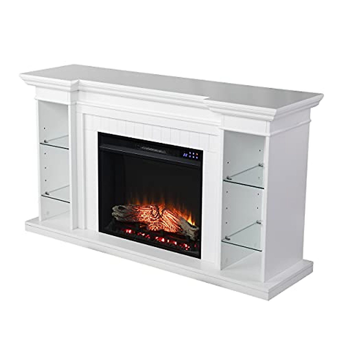 SEI Furniture Henstinger Electric Fireplace w/Bookcase, White