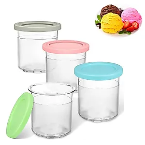 VRINO Creami Pint Containers, for Ninja Pints with Lids,16 OZ Pint Containers with Lids Dishwasher Safe,Leak Proof Compatible with NC299AMZ,NC300s Series Ice Cream Makers