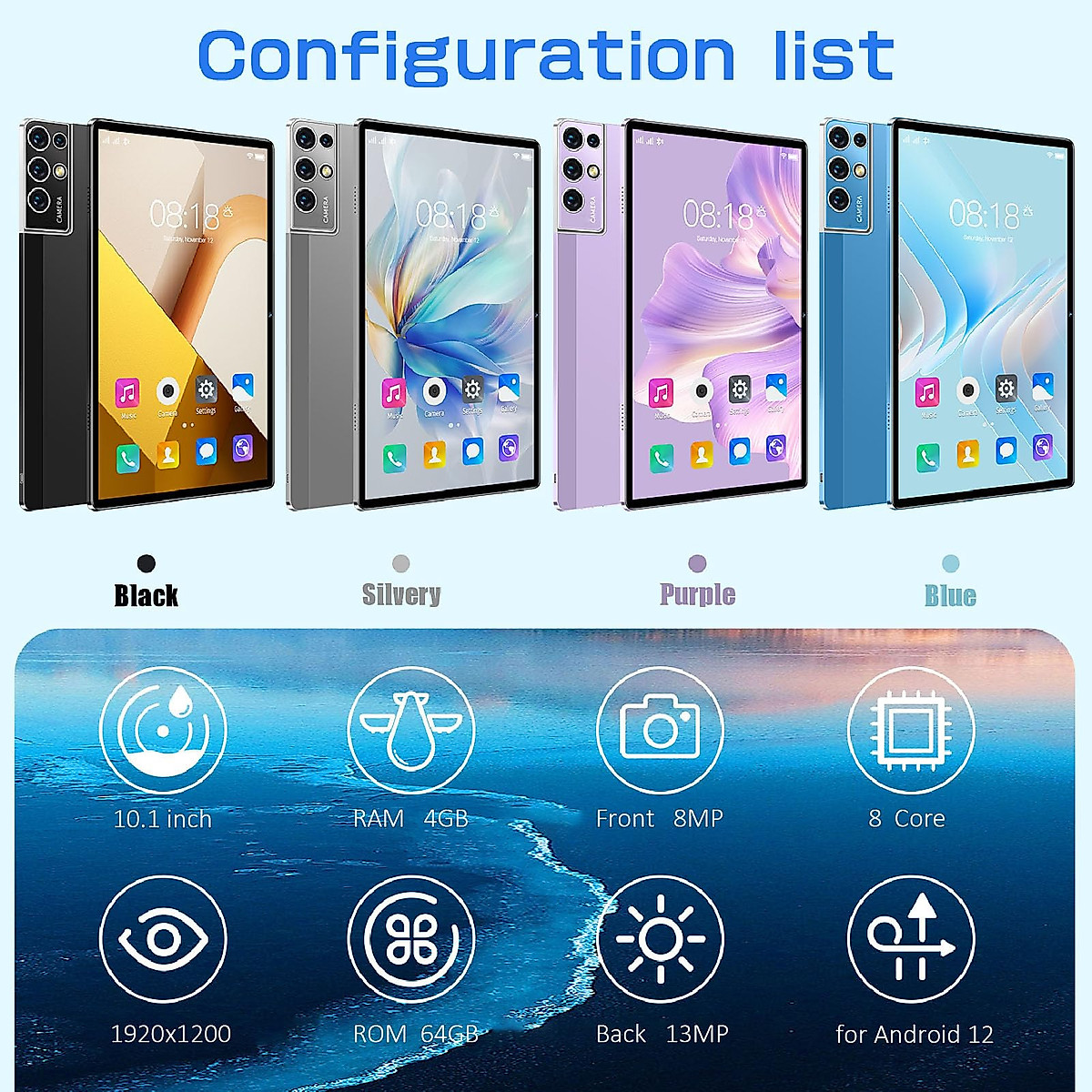 DAUZ Tablet, MT6735 Octa Core CPU 5G WiFi 10.1 Inch Touchscreen 2 in 1 4GB 64GB Tablet PC for Android 12 for Work (#4)