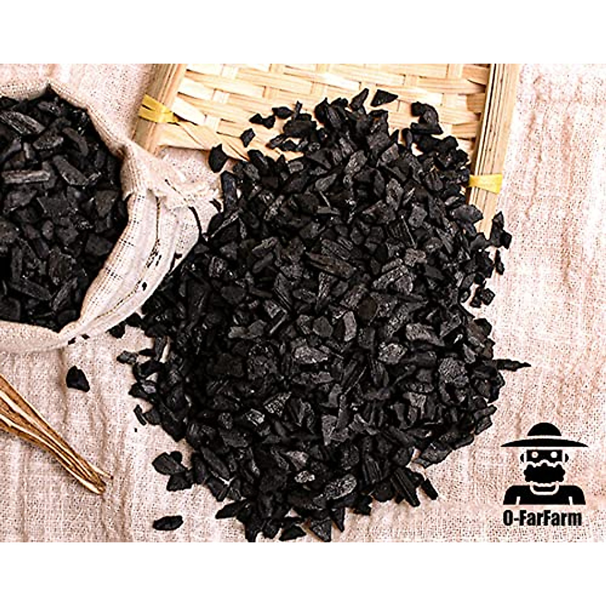 O-FarFarm Horticultural Charcoal for Potted Plants 1 QT, Hardwood Charcoal for Potting Soil Amendment, Orchids, Terrariums, and Gardening