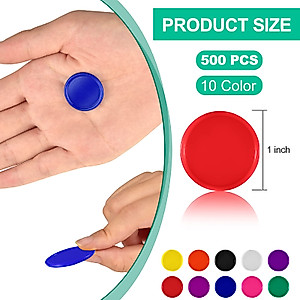 Coopay 500 Pieces 1 Inch Bingo Chips Bulk, 10 Colors Bingo Markers for Math Practice, Plastic Learning Counters Disks Counting Discs and Poker Chips Game Tokens Kids Reward