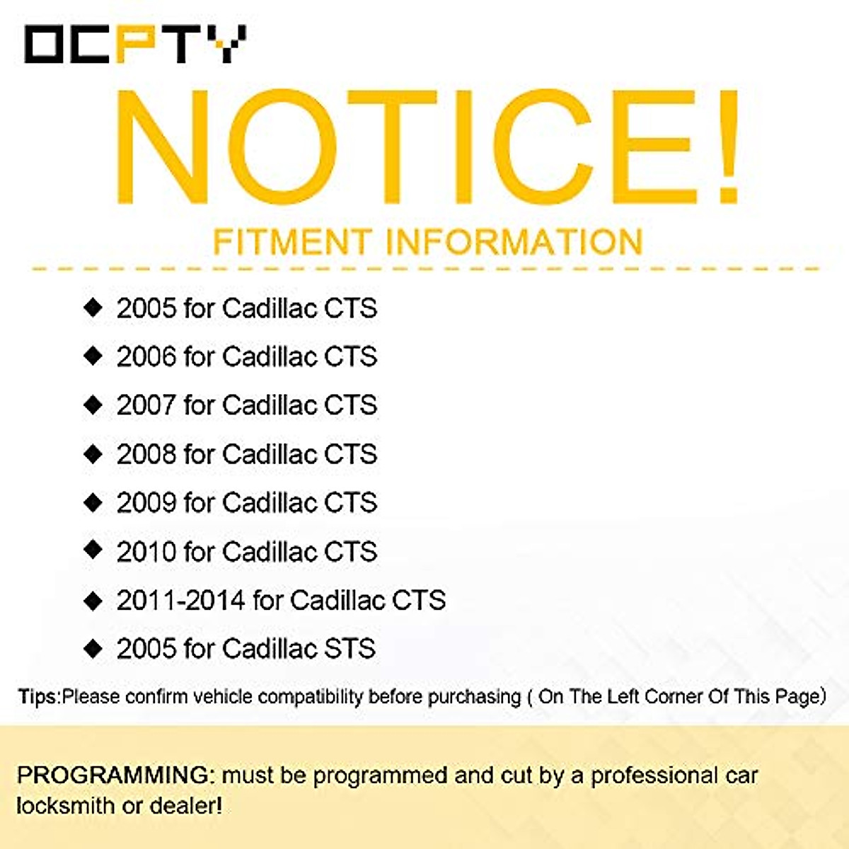 OCPTY 1 X Flip Key Entry Remote Control Key Fob (case) Transmitter Replacement for 2005-2014 for Cadillac for CTS for STS 5 Buttons