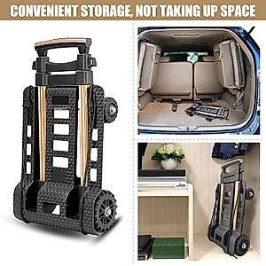 Folding Hand Truck, Dolly for Moving Foldable Hand Cart with 88 LBS Loading Capacity and 4 Heavy Duty Wheels Dolly Cart for Luggage, Personal, Travel, Moving and Office Use