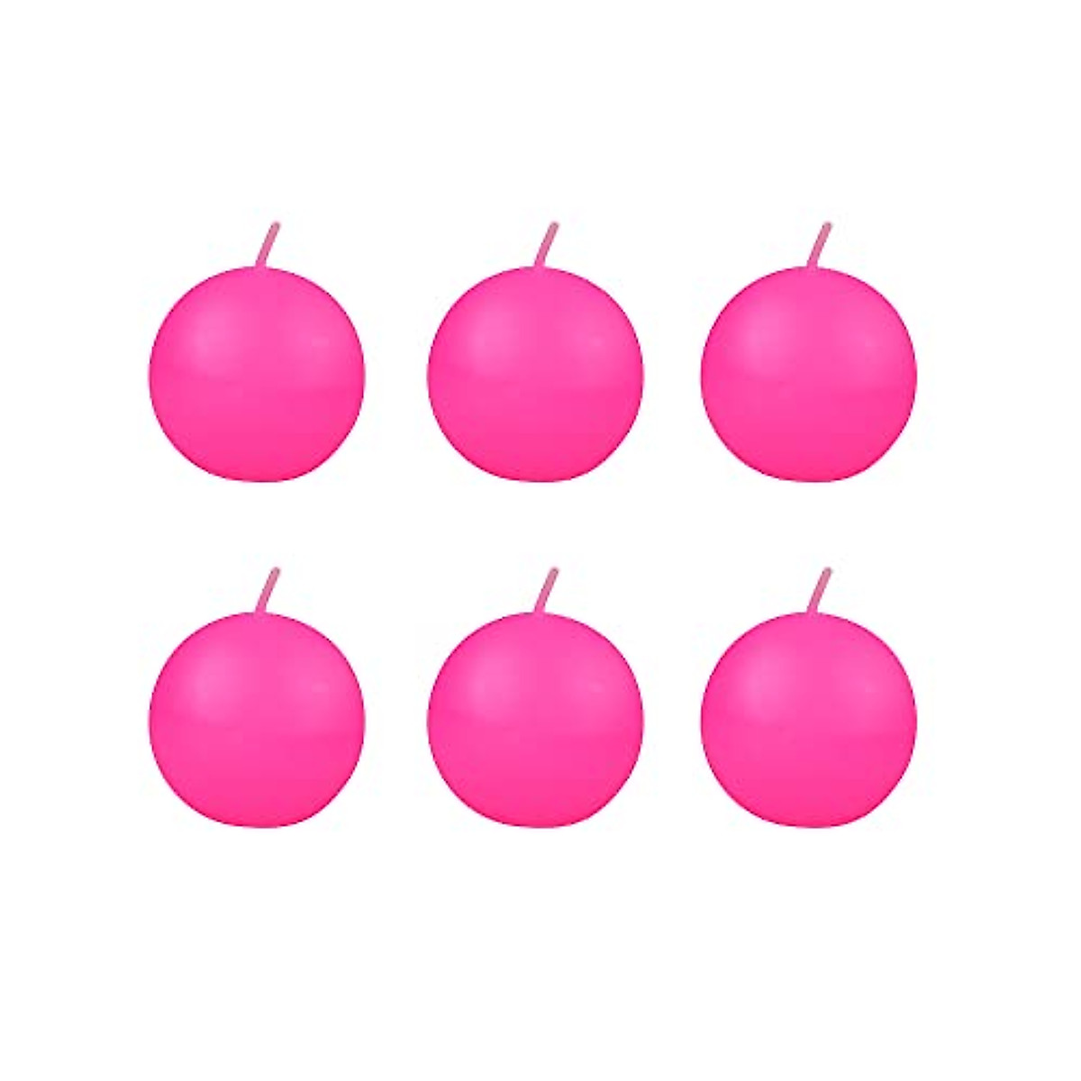 Zest Candle 6-Piece Ball Candles, 3-Inch, Hot Pink