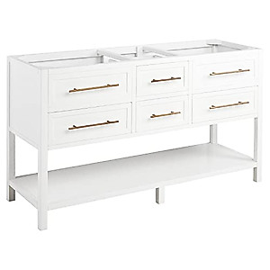 Signature Hardware 953332-60-RUMB-0 Robertson 60" Free Standing Double Vanity Cabinet Set with Mahogany Cabinet, Vanity Top and Rectangular Undermount Sinks - No Faucet Holes