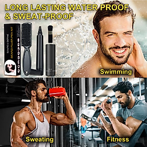 Beard Pencil Filler for Men Black, 4-Tip Beard Filler Pen Waterproof & Long Lasting Natural Makeup Beard Pen with Beard Brush Detailing Filler Moustache & Eyebrows (Black Beard Pen Kit)