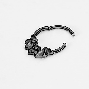 FANSING Halloween Septum Rings for Women 16g Septum Jewelry Black Bat Septum Ring 10mm Surgical Steel Daith Piercing Body Jewelry 16 Gauge