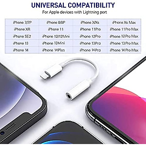 esbeecables Lightning to 3.5 mm Headphone Adapter for iPhone,3Pack [Apple MFi Certified] iPhone Jack Audio Aux Dongle Converter Compatible iPhone14 13 12 11 XS XR X 8 7,All iOS, White