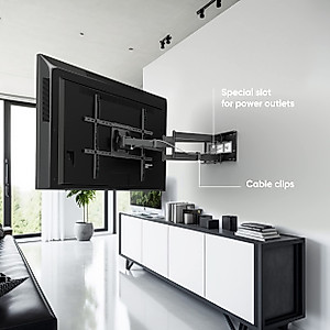 ONKRON Heavy Duty TV Wall Mount for 42-110 Inch TVs & Interactive Panels up to 220 lbs - Full Motion Swivel & Tilt, Black