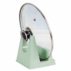 Anneome 2pcs Plastic Green Pan Lid Rack, Pot Cover Organizer, Storage Holder for Kitchen